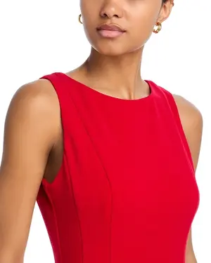 Aqua Crepe Boatneck Mini Dress