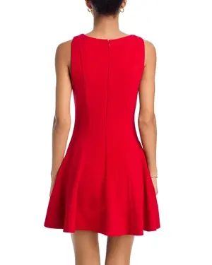 Aqua Crepe Boatneck Mini Dress