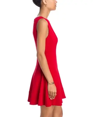 Aqua Crepe Boatneck Mini Dress