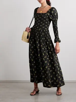 DÔEN Wilmina Floral-print Cotton-blend Maxi Dress