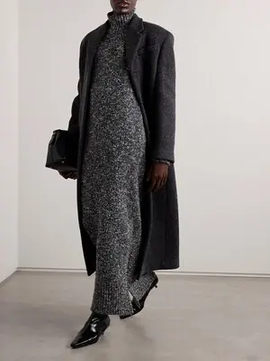 Brandon Maxwell The Frankie Wool-blend Bouclé Turtleneck Maxi Dress