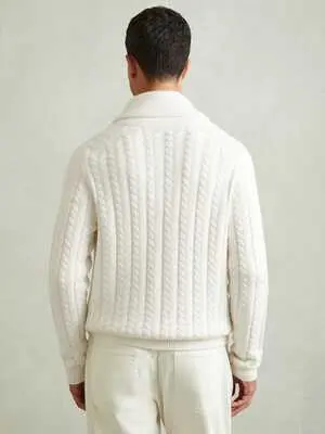 REISS Armitage Cabled Shawl-collar Cardigan