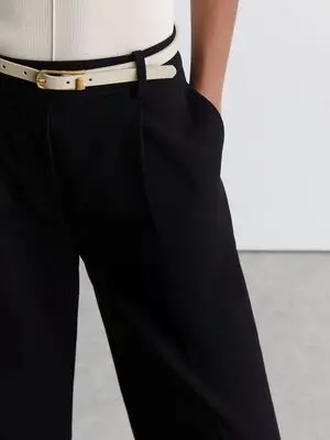 REISS Eden Tall Elasticated-waist Wide-leg Twill Trousers - Black