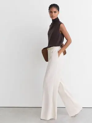 REISS Eden Elasticated-waist Trousers - Cream