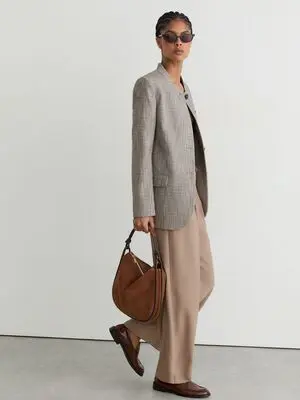 REISS Eden Elasticated-Waist Trousers Mink Neutral