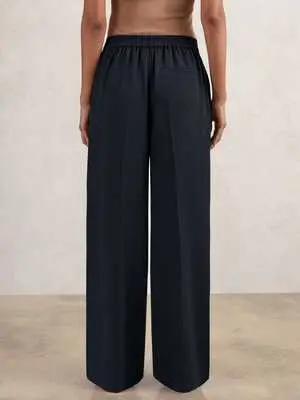 REISS Eden Elasticated-waist Trousers - Navy