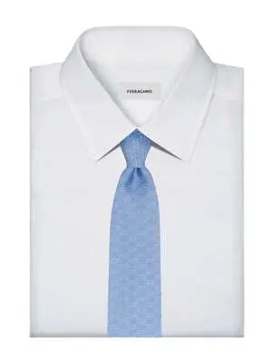FERRAGAMO Gancini Print Tie - Blue