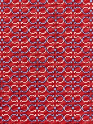 FERRAGAMO Gancini Print Neck Tie - Red