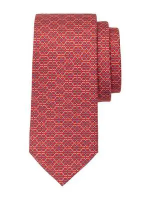 FERRAGAMO Gancini Print Neck Tie - Red
