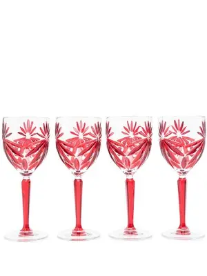 LES-OTTOMANS Stars Crystal Wine Glasses Set - Red
