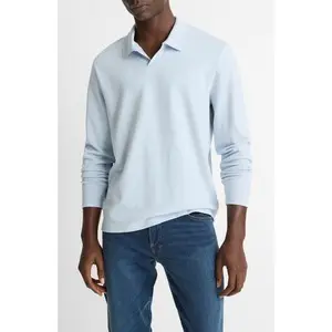 Vince Milano Stitch Johnny Collar Long Sleeve Polo - Whitecap