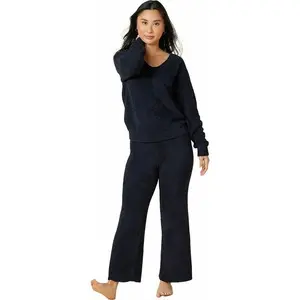 SOFTIES Solid Marshmallow V-neck Lounge Set - Black