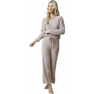 SOFTIES Solid Marshmallow V-neck Lounge Set - Coco