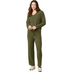 SOFTIES Solid Marshmallow V-neck Lounge Set - Olive
