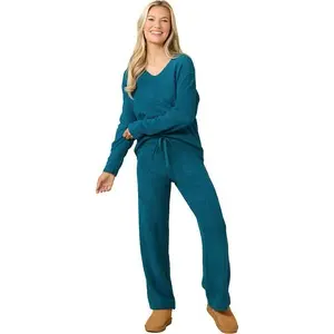 SOFTIES Solid Marshmallow V-neck Lounge Set - Teal