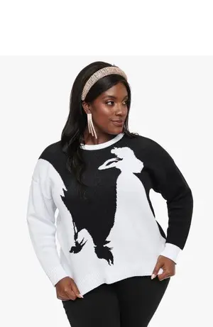 Unique Vintage Unique Vintage Plus Size Pullover Sweater Black & White