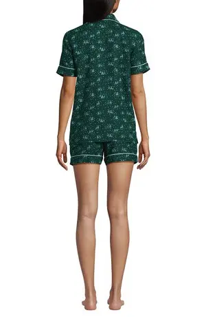 Lands' End Drapey Flannel 2 Piece Pajama Setshort Sleeve Top And Shorts