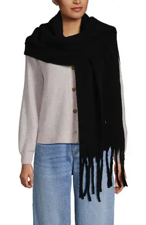 LANDS' END Brushed Blanket Scarf Black