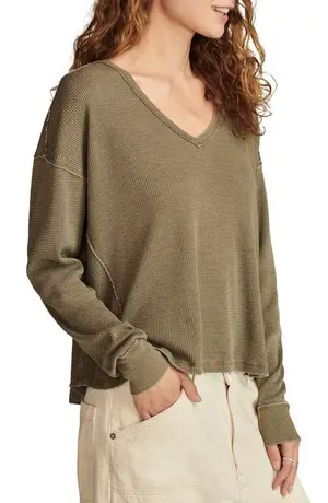Lucky Brand Waffle Stitch Top - Olive Night