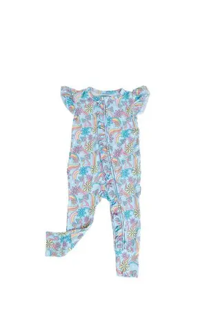 CHARLIE LOU BABY® Flutter Sleeve Zip Romper - Blue