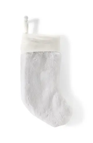 LANDS' END Faux Fur Stocking - Ivory Faux Fur