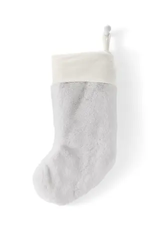 LANDS' END Faux Fur Stocking - Ivory Faux Fur