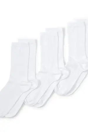 LANDS' END Everyday Basic Crew Socks 3 Pack - White