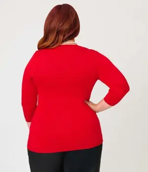 Unique Vintage Embroidered Cardigan - Red Solid