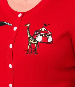 Unique Vintage Embroidered Cardigan - Red Solid