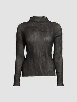Issey Miyake Chiffon Twist Plissé Shirt - Black