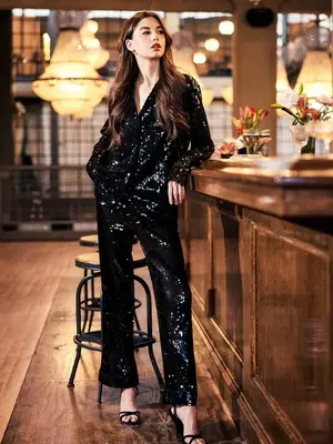 PETITE PLUME Sequined Cotton Pajamas