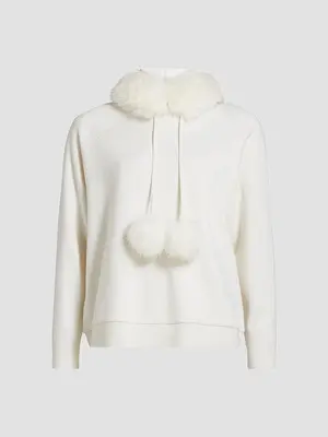 Alice + Olivia Oscar Faux Fur-trimmed Knit Hoodie - Ecru
