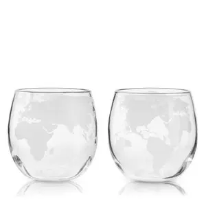 VISKI Globe Whiskey Tumblers Set Of 2 - Clear
