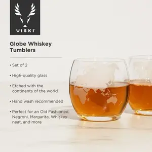 VISKI Globe Whiskey Tumblers Set Of 2