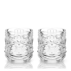 VISKI Pacific Crystal Tiki Dof Tumblers Set Of 2 - Clear