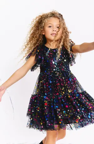 LOLA + THE BOYS Rainbow Star Tulle Dress - Multicolor