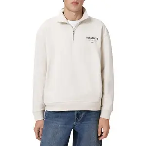 ALLSAINTS Underground Oversized Half Zip Pullover - Birch White