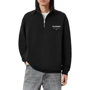 ALLSAINTS Underground Oversized Half Zip Pullover - Jet Black