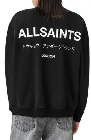 ALLSAINTS Underground Oversized Half Zip Pullover - Jet Black