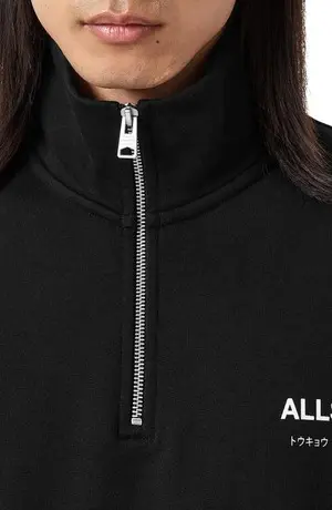 ALLSAINTS Underground Oversized Half Zip Pullover - Jet Black