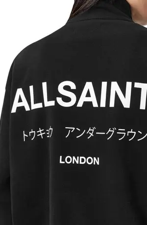 ALLSAINTS Underground Oversized Half Zip Pullover - Jet Black