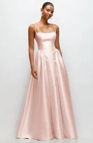 Blush Satin Evening Dresses
