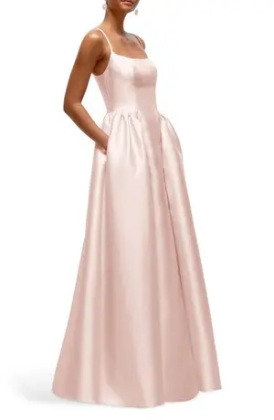 Dessy Collection Sleeveless Satin Gown - Blush