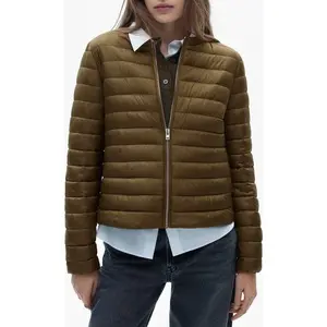 Mango Pocket Quilted Jacket - Khaki Green