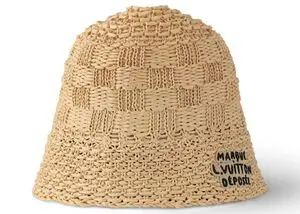 LOUIS VUITTON Damier Raffia Bucket Hat - Beige