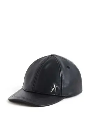 MUGLER Leather Baseball Cap - Black