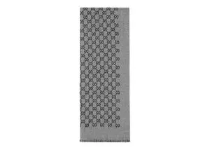 Gucci Double Jacquard Gg Wool Scarf - Dark Grey/black