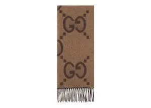 Gucci Gg Cashmere Jacquard Scarf - Beige/dark Brown