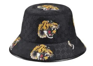 Gucci Gg Tiger Print Bucket Hat - Black
