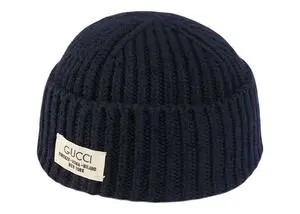 Gucci Ribbed Wool Beanie - Dark Blue